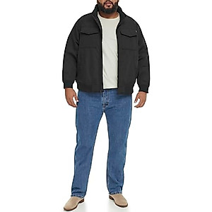 Dockers Men's Regular Quilted Lined Flight Bomber Jacket, Black, Large