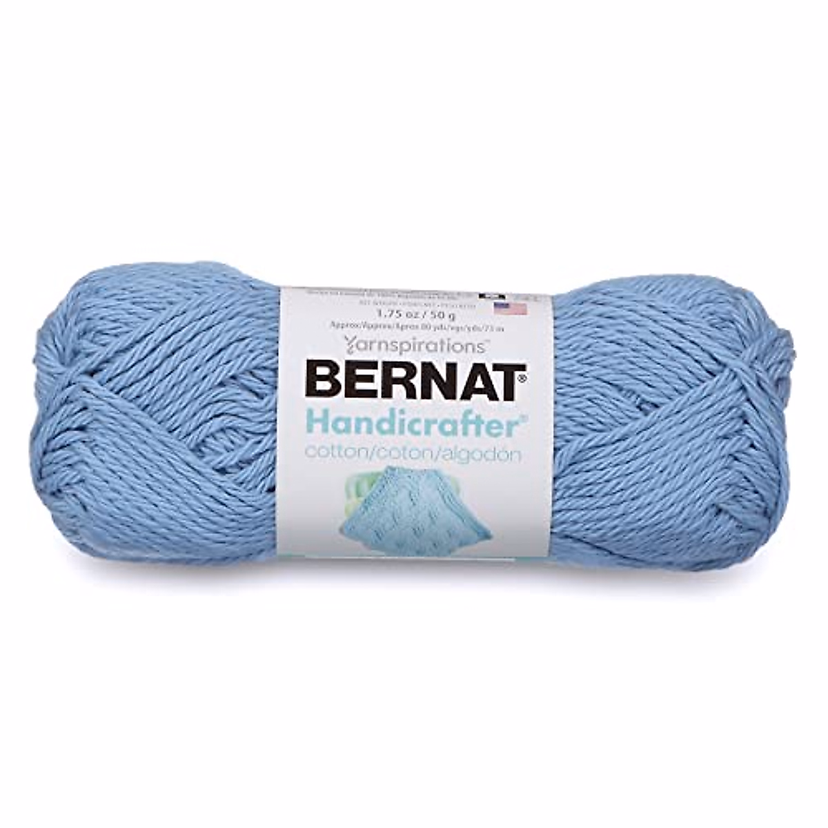 Bernat Handicrafter Cotton French Blue Yarn - 6 Pack of 50g/1.75oz - Cotton - 4 Medium (Worsted) - 80 Yards - Knitting/Crochet