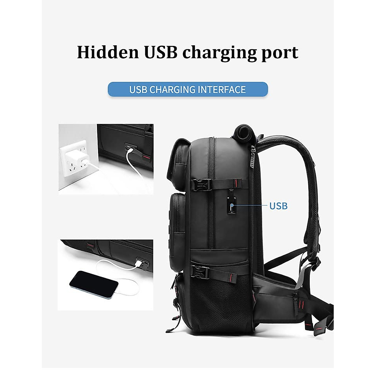 INFEYLAY Travel backpack For Men,waterproof 17 inch Business Laptop Backpack with Separate Shoe Bag,Hidden USB charging port 50L outdoors trekking backpack For woman, Hiking camping backpack