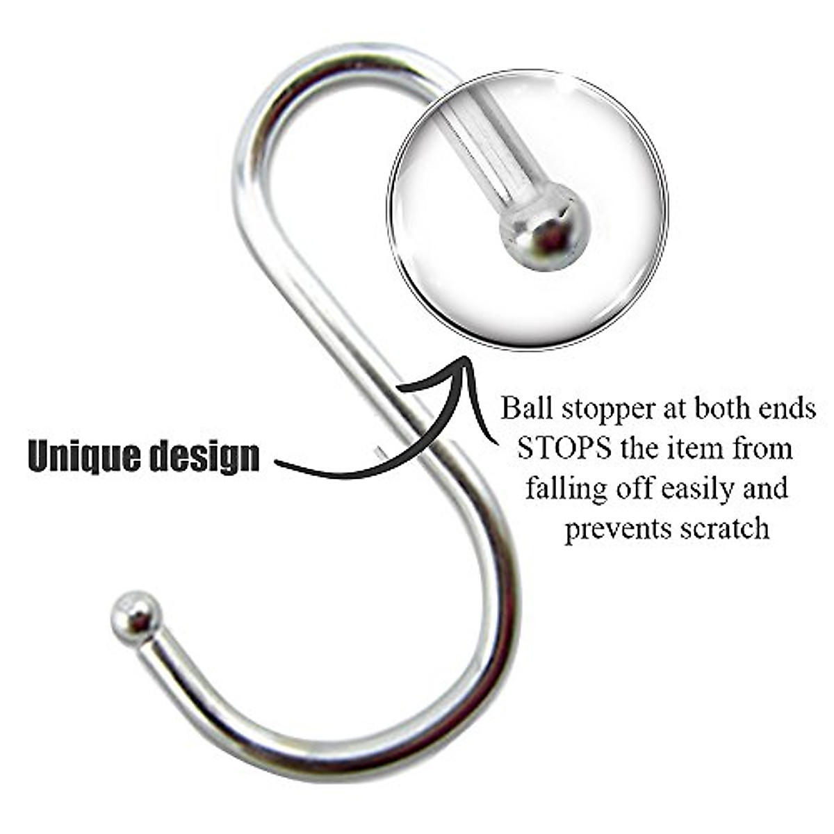 WKTRSM 20 Pack 3 Inches S Shaped Hooks Heavy-Duty Stainless Steel Metal Hangers Hanging Hooks Pan Pot Holder Rack Hooks for Kitchenware Pots Utensils Clothes Bags Towels Plants