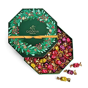 Godiva Chocolatier Holiday 2022 Truffle Tin - 50 Piece Individually Wrapped Assorted Gourmet Chocolate Candy - 1 Giftable Tin - Unique Christmas Gift for Chocolate Lovers