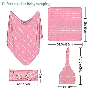 Personalized Baby Blankets for Boys Girls with Name Personalized Gifts Custom Baby Blankets for Girls Swaddle Newborn Swaddle (Swaddle+Headband)…