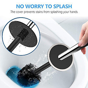 SetSail Toilet Brush, Toilet Bowl Brush and Holder Compact Size Toilet Brushes for Bathroom with 304 Stainless Steel Handle Toilet Cleaner Brush with Durable Scrubbing Bristles, Splash-Proof