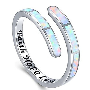 lotus & leaf Opal Ring 925 Sterling Silver Inspirational Rings Faith Hope Love Ring Stocking Stuffers Gift for Women
