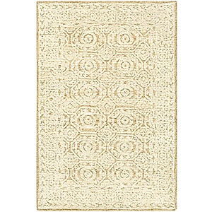 Hauteloom Muleshoe Wool Living Room, Bedroom Area Rug - Modern Farmhouse Transitional Soft Carpet - Beige, Cream, Light Brown - 9' x 12'