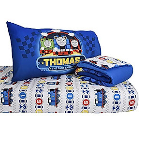 Thomas The Tank Standard Crib 3 Piece Toddler Bedding Set for Kids Soft Microfiber Reversible Comforter, Fitted Sheet & Pillowcase for Boys