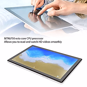 Naroote Tablet 8GB RAM 128GB ROM White 5G WiFi Octa Core 100‑240V 4G Mobile Data 10.1 Inch Tablet for Android 12 for Work (US Plug)