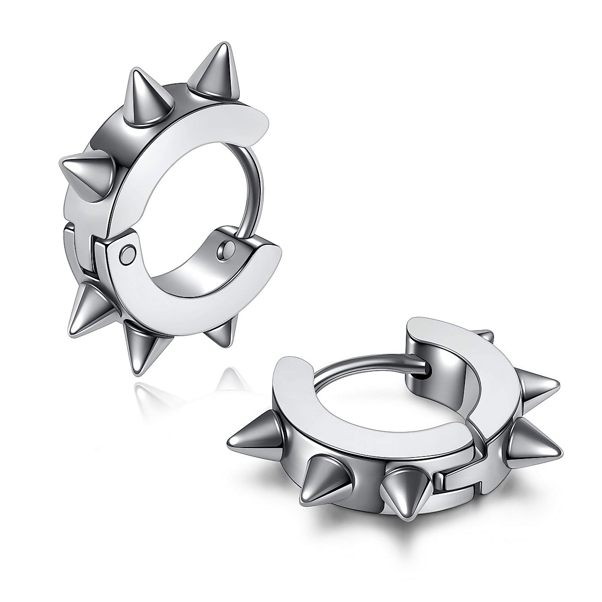 JOVIVI Men Women Jewelry Stainless Steel Hoop Spike Punk Earring,3 Pairs