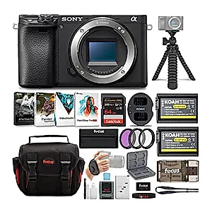 Sony a6400 Mirrorless Digital Camera (Body Only) Bundle with High Speed 64 GB SDXC Card, Filter Kit, 3 Batteries, USB Charger, Corel Photo Suite, Messenger Bag, Tripod, and SD Card Wallet (8 Items)