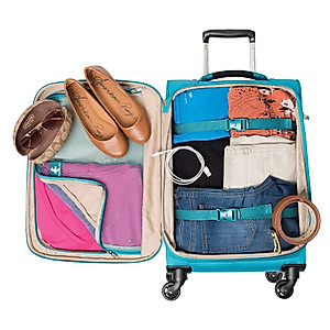 Atlantic Luggage Ultra Lite Softside Expandable Spinner, Turquoise Blue, Carry-on 21-Inch