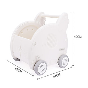 Bebamour Baby Shopping Cart, Baby Toys Push and Pull Baby Stroller, 2-in-1 Toddler Learning Walker Toy Storage Chest, Shopping Cart and Doll Stroller, White Cart
