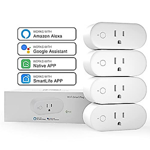 OHMAX Smart Plugs That Work with Alexa, Google Assistant, and Smart Life Apps (4 Pack)