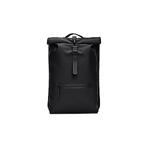 RAINS Rolltop Rucksack -Backpack - Waterproof Backpack for Women and Men - Rucksack for Travel and Work (Black)