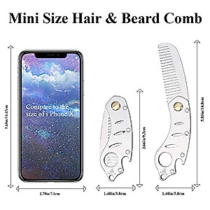 AhfuLife Stainless Steel Hair & Beard Comb, Multifunctional Folding EDC Pocket Comb with Bottle Opener, Anti-Static Hair & Beard Care Comb, Presented in Gift Box