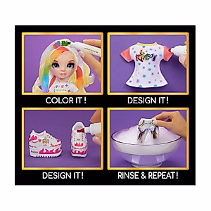 Rainbow High Color & Create Fashion DIY Doll with Washable Rainbow Markers, Blue Eyes, Straight Hair, Bonus Top & Shoes. Color, Create, Play, Rinse and Repeat. Creative 4-12+
