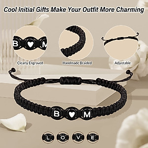 Initial Bracelet Braided Bracelets for Women Teen Gifts Letter Charm C&J Handmade Cuff Best Friend Birthday Gifts for Girlfriend Boyfriend Husband Christmas Jewelry
