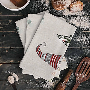 ZOE GARDEN Christmas Gnomes Kitchen Towels,Absorbent Microfiber Kitchen Dish Hand Tea Bath Towel,Quick Dry Cleaning Cloth Dishclothes Decorative Sets, Farmhouse Flower Berry Snowflake (1-PC, 18x28)