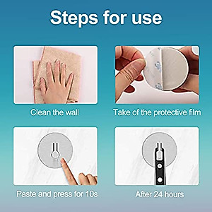 Aeiniwer Self Adhesive Hook Stainless Steel Waterproof Hook Sticky Hook Nailless Hook for Door Wall Home Bathroom Kitchen, Round, 4 Pack