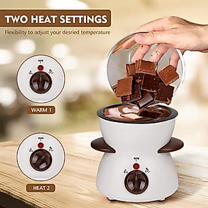 OFFKITSLY Fondue Pot Set, Mini Electric Fondue Pot Set for Melting Chocolate Cheese, Chocolate Meting Pot fondue maker Machine with Dipping Forks For Holiday Birthday Party Gift-White