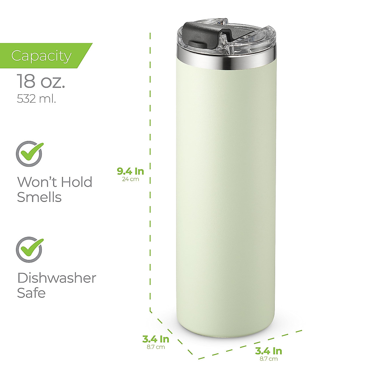 SIPX™ Triple-Insulated Tumblers - 18 Oz. Slim Modern Tumbler With Lid, insulated Cup Keeps Hot For 12 Hours, Stainless Steel Tumbler Made Of Sustainable Material, Coffee Travel Mug For Home & Office