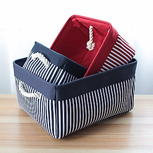 2 Pack Closet Canvas Fabric Storage Basket Storage Bins Organizing Baskets for Shelves, Closets, Laundry, Nursery, Decorative Baskets for Gifts Empty
