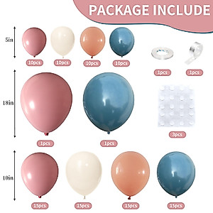 Dusty Pink Blue Balloon Arch Kit, Slate Blue Pink Sand White Balloon Garland Kit, Blush Nude Cream Balloons for Baby Shower Birthday Christening Baptism Boho Bridal Shower Anniversary Party Decoration
