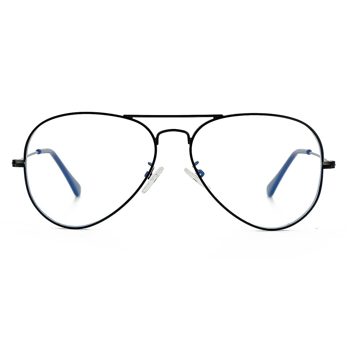 JOVAKIT Aviator Clear Lens Glasses for Women Men Non-prescription Eyeglasses Blue Light Blocking Lens Metal Frame (Black)