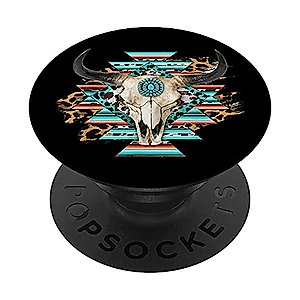 Western Serape Aztec Cow Skull Bull Skull Cowgirl Rodeo Girl PopSockets Swappable PopGrip