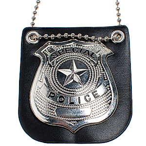 Joy Join Kids Police dress up Accessories Pretend Play Special Police Badge with Chain(Black)