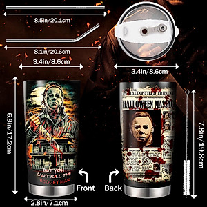 XWLAI Horror Tumbler with Lid and straw - Gift for Men, Women Who Love A Good Scare - Halloween Coffee Cup - Gifts for Friend on Birthday, Christmas - Halloween Decorations - Horror Tumbler 20 Oz