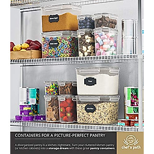 Chef's Path Airtight Food Storage Containers for Pantry Organization and Storage (12 PC Set) - BPA Free Baking Storage Containers Set- Kitchen Bulk Food Canisters for Sugar, Flour & Baking Supplies