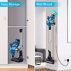 INSE Cordless Vacuum Cleaner, 10 in 1 25KPa 300W Powerful Stick Vacuum, Rechargeable Cordless Vacuum, Up to 45min Runtime, Lightweight Vacuum Cleaner for Carpet Hard Floor Pet Hair, S6T Celeste