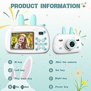 FeiLok Kids Camera for 3-9 Year Old Boys Gilrs, Best Birthday Gifts and Christmas Toys with 2.4" IPS Eye Care Screen 1080p Video Children Digital Camera Capture The Special Moment, 32GB SD Card
