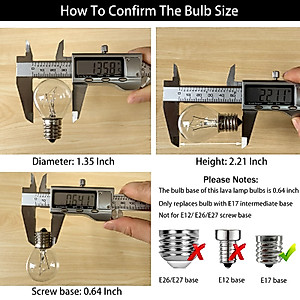 Lava Lamp Bulb, 6 Pack 25 Watt Lava Lamp Light Bulb, S11 E17 Base 120 Volt Lava Lamp Replacement Bulb for 14.5 Inch Glitter and Lava Lamps - Dimmable - Warm White