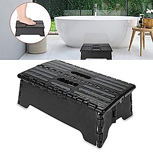 Foldable Step Stool,Portable Sturdy Black Plastic Non-Slip Step Ladder Support Elderly Pregnant and Kids for Kitchen Bathroom Toilet Car Travel