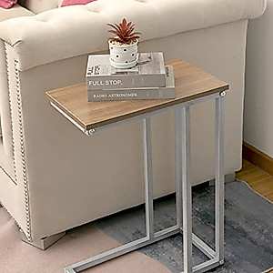 Coral Flower C Side Table Sofa End Tables for Home Office, Living Room Accent Snack Table Couch Table for Coffee，Light Walnut