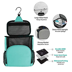 TERRA HOME Shower Caddy Portable - Travel Shower Caddy - Shower Bag - Large Capacity, Quick Dry and Water Resistant with Metal Hook - Shower Caddy Hanging for Gym and Travel (Aqua)