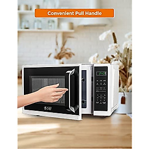COMMERCIAL CHEF Small Microwave 0.9 Cu. Ft. Countertop Microwave with Digital Display, White Microwave & 10 Power Levels, Outstanding Portable Microwave with Convenient Pull Handle Door