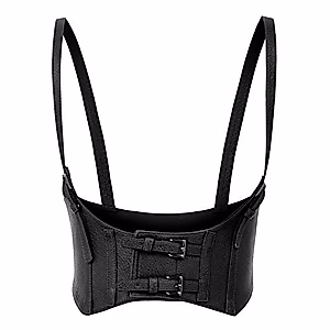 KANCY KOLE Womens Faux Leather Steampunk Sexy Underbust Waist Belt Corset(M,Black)