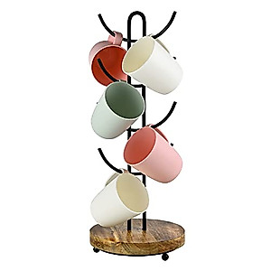 Tribello Coffee Mug Tree for Counter, Large Steady Coffee Cups & Tea Mug Tree Stand, Modern Farmhouse Kitchen Countertop Coffee Cup Holder - Large 8 Mug Holder