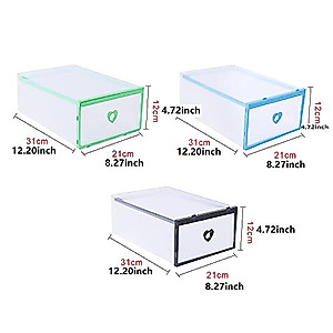 DNYSYSJ Clear Shoe Storage Box with Lid , Stackable Sneaker Organizer for Closet Container Case Plastic Shoe Holder Foldable (Black 20pcs)