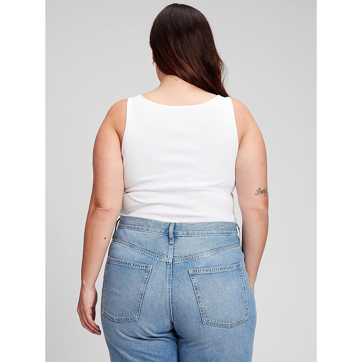 GAP Womens Ribbed Tank Top Cami Shirt, White V2 Global Pack, Large Tall US