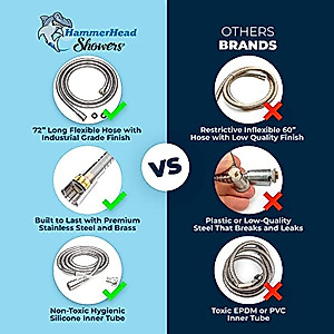 ALL METAL Shower Hose Attachment for Shower Head – CHROME - Extra Long - 72 Inch Handheld – Universal Shower Hose Replacement Part for Hand Held - Shower Head Hose