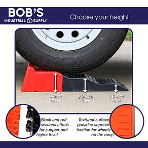 BISupply Tandem Axle Leveler Ramps – 3 Level RV Leveling Blocks Heavy Duty Separating Camper Leveling Ramps, 2 Pk