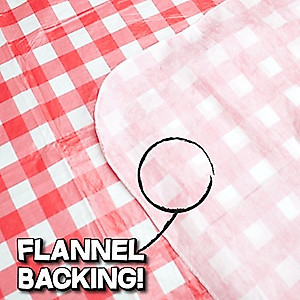 Red and White Vinyl Table Cloth with Flannel Backing by Pudgy Pedro's Party Supplies