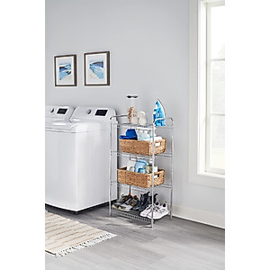 Rubbermaid 4-Tier Heavy Duty Wire Shelf, Satin Nickel, Easy Assemble with Hardware Included, for Food/Laundry/Closet Home Storage Use