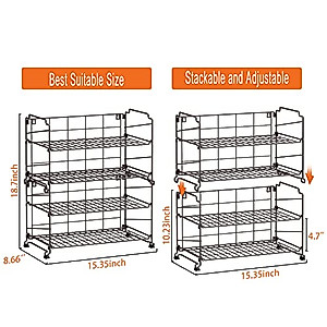 AULEDIO Water Bottle Organizer, 2-Pack 2 Tier Stackable Watre Bottle Holder, Adjustable Bottle Organizer, Brone