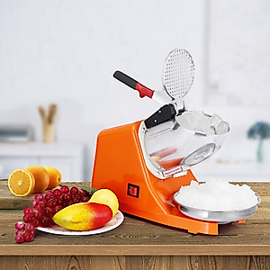 SUPER DEAL Upgraded 300W Electric Ice Shaver Ice Shaved Machine Snow Cone Maker 145 lbs (Orange)