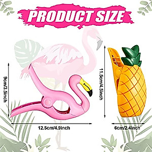 4 Pieces Beach Towel Clips Chair Holders Portable Towel Holders for Holiday Pool (Flamingo and Pineapple Style)