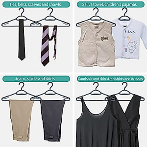 Perfecasa Extra Non Slip Plastic Clothes Hangers 30 Pack, with Sure Grip Rubber, 360 Degree Swivel Hook, Space Saving (Steel Blue/Cool Grey)